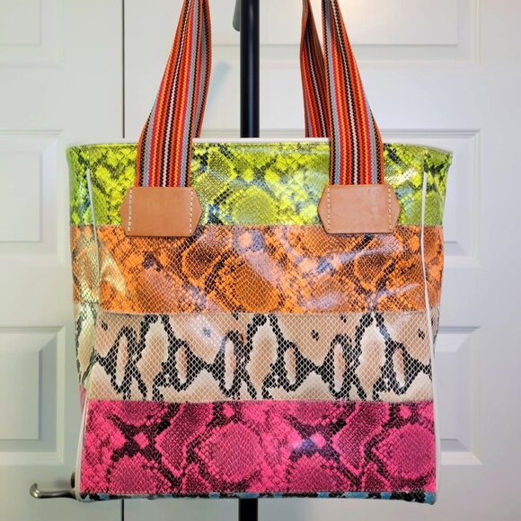Consuela | Bags | Consuela Multicolored Snakeskin Print Classic Tote ...